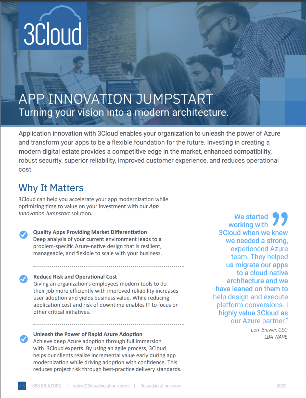 App Innovation Jumpstart Datasheet - 3Cloud