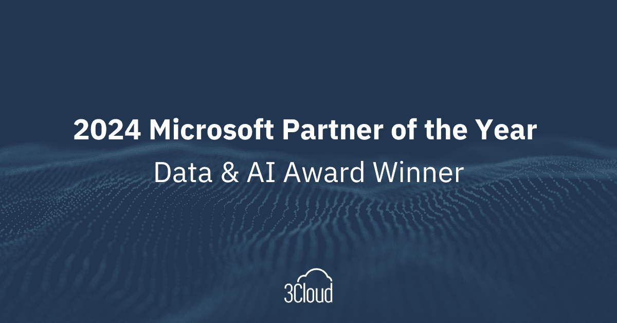2024 Microsoft Partner of the Year, Data and AI - 3Cloud
